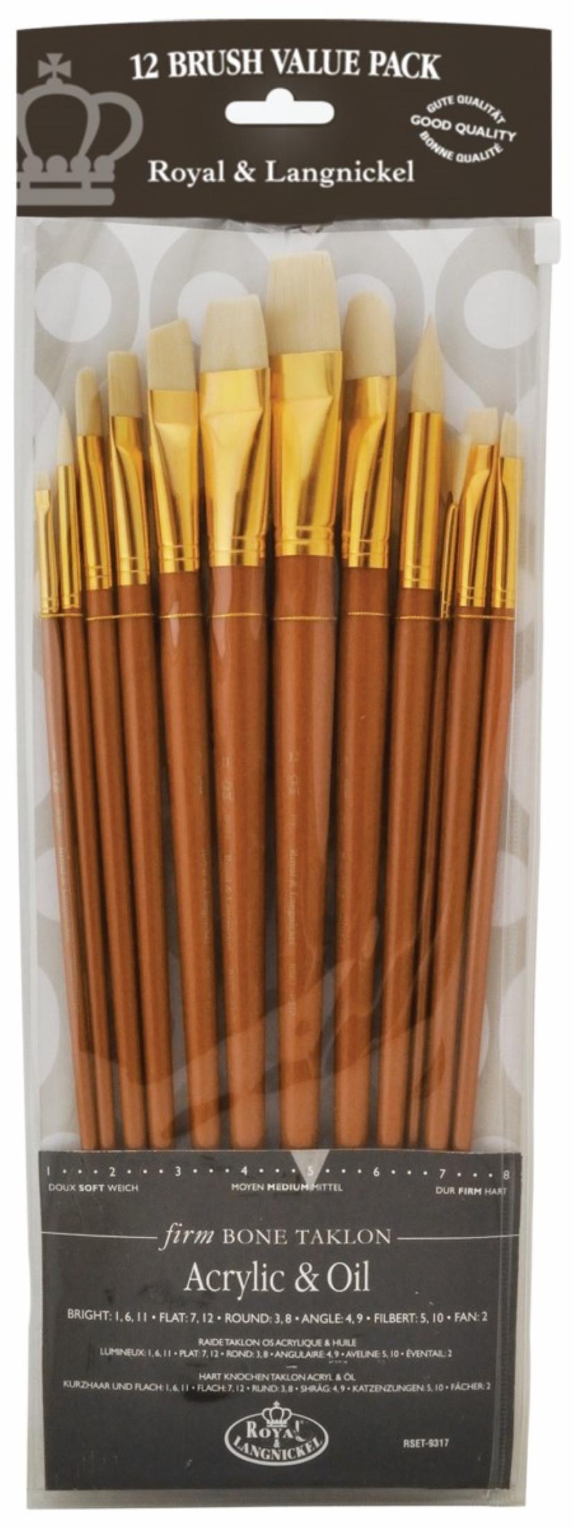 Royal & Langnickel Hard Bone Taklon Brushes - Pack of 12 | CP00057801 ...