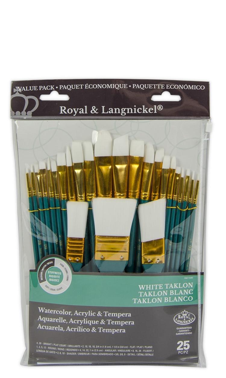 Royal & Langnickel Medium White Taklon Brushes - Pack of 25 ...