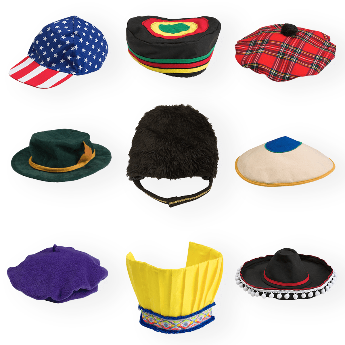 Pretend to Bee Around the World Hats - Pack of 9 | HP00057928 | Hope