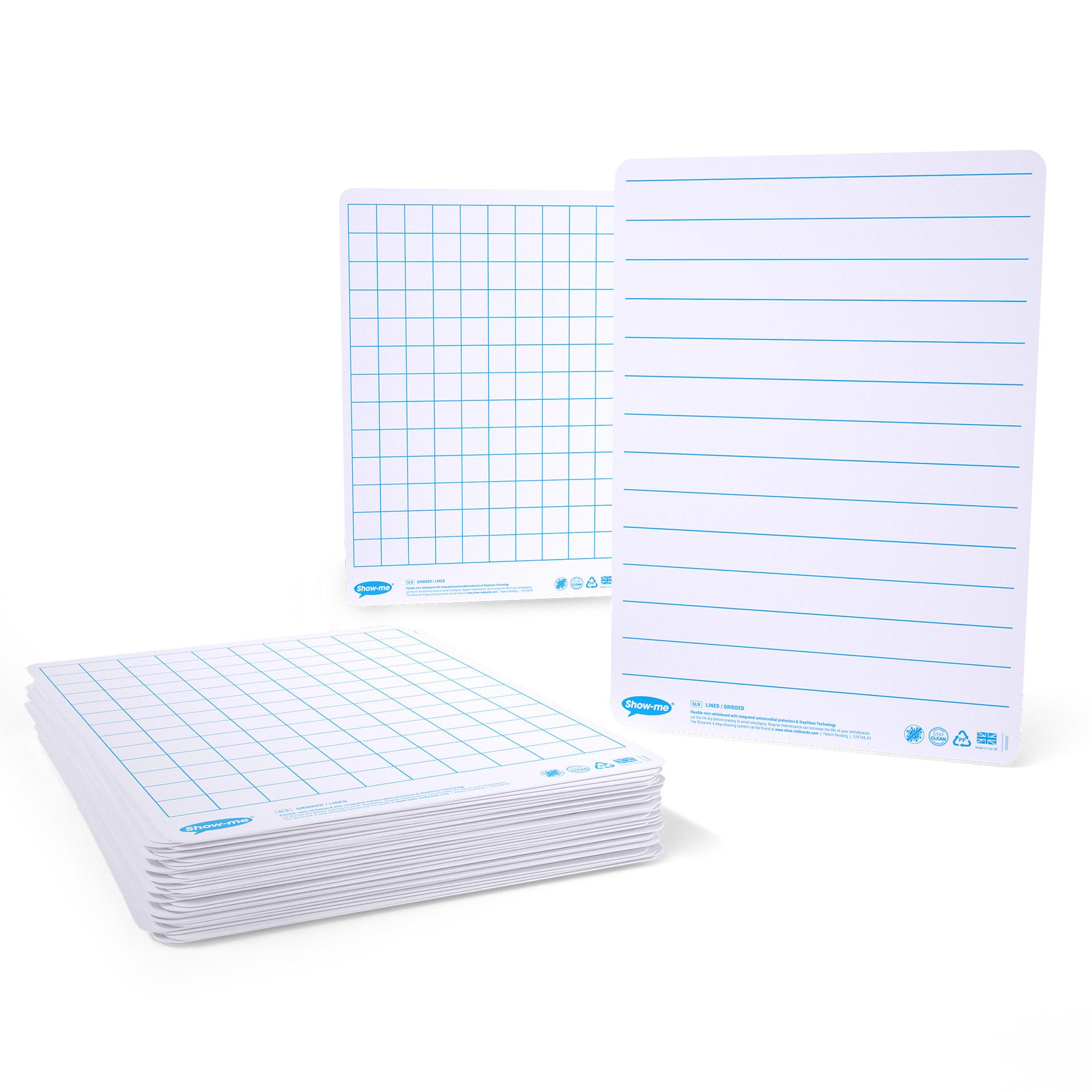 Show-me® A4 Double Sided/Lined and Gridded Whiteboards, Pack of 35 ...