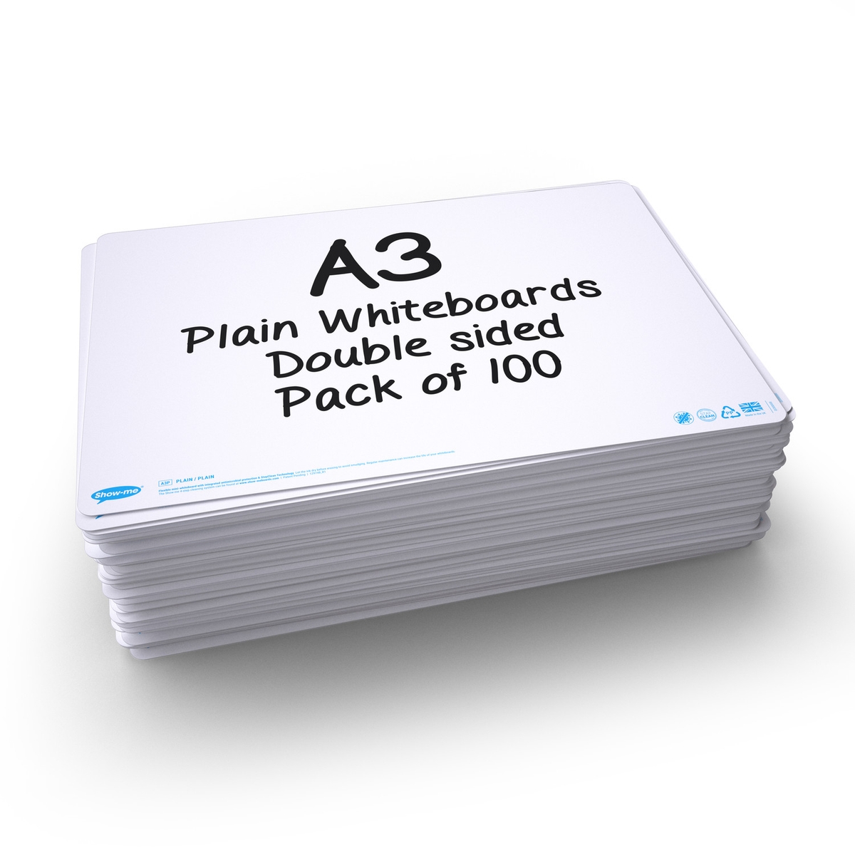 Show-me® A3 Plain/Plain Drywipe Boards - Pack of 100 | CP00058061 ...