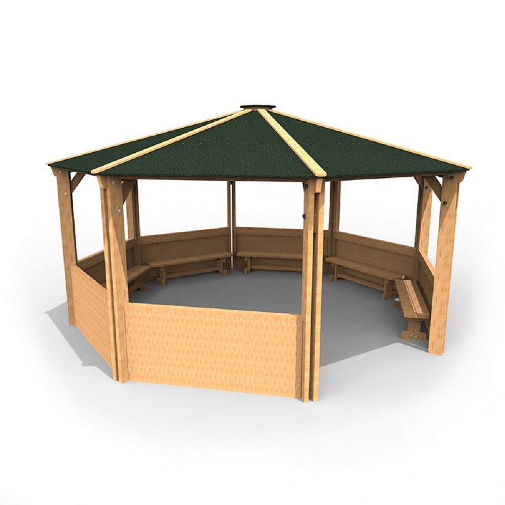 CP00059109 - Octagonal Shelter with Sides & Seating | Findel International