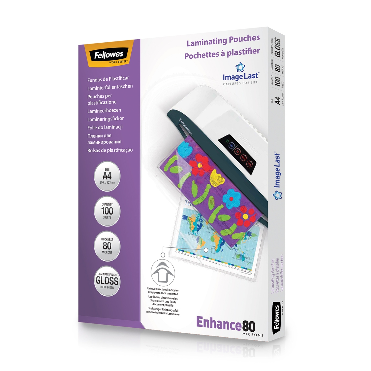 Fellowes ImageLast Gloss Laminating Pouch (80 Micron) - A4 - Pack of ...