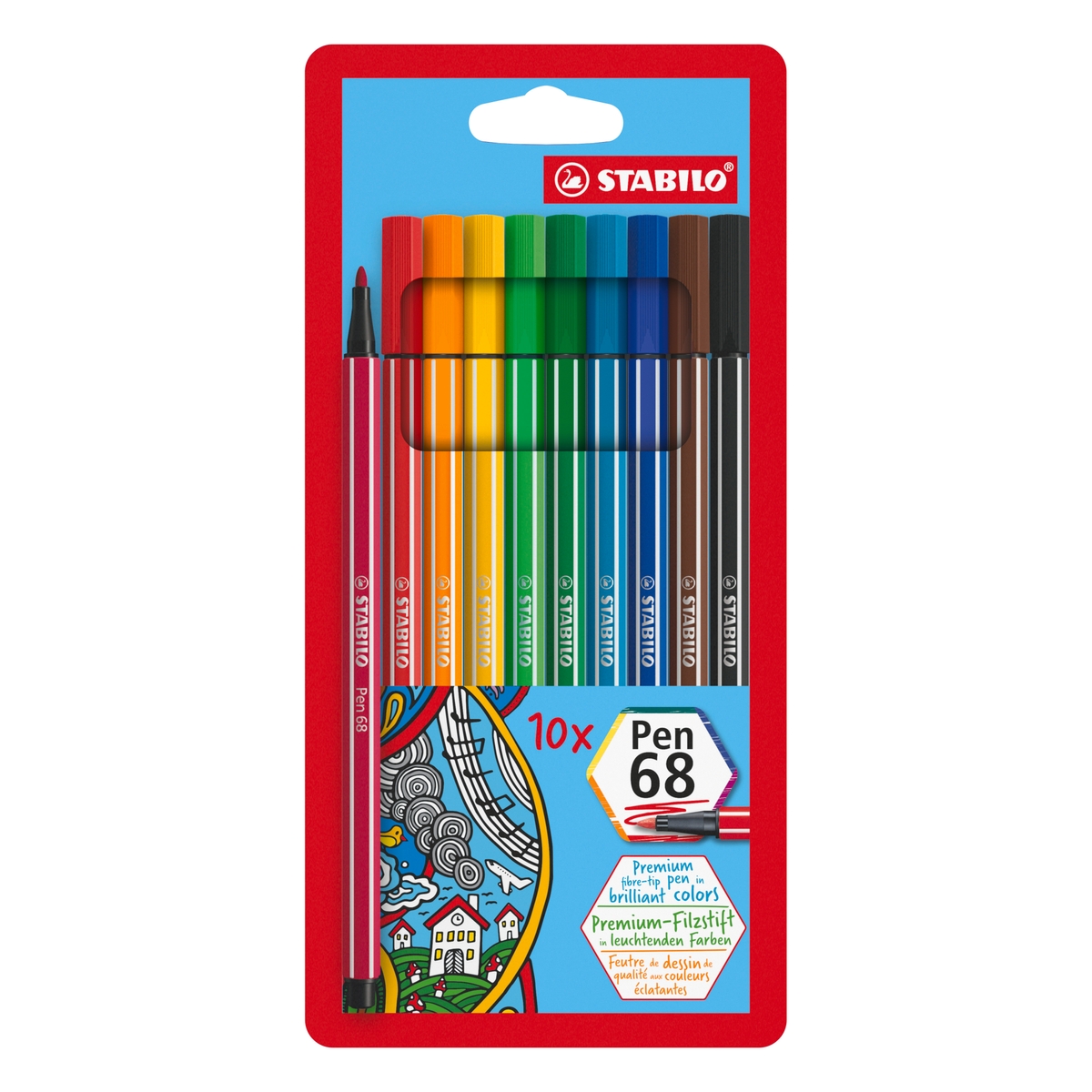 STABILO Pen 68 Colouring Pens - Assorted - Pack of 10 | CP00059555 ...