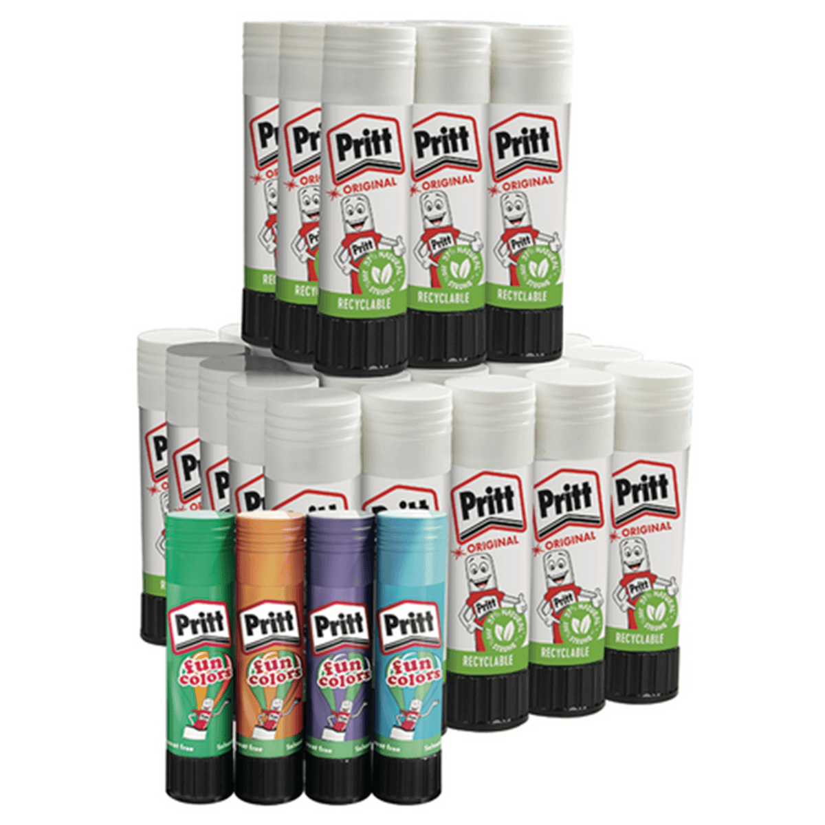 Pritt Glue Stick - 43g - Pack of 34 + 4x11g Fun Colours FREE ...