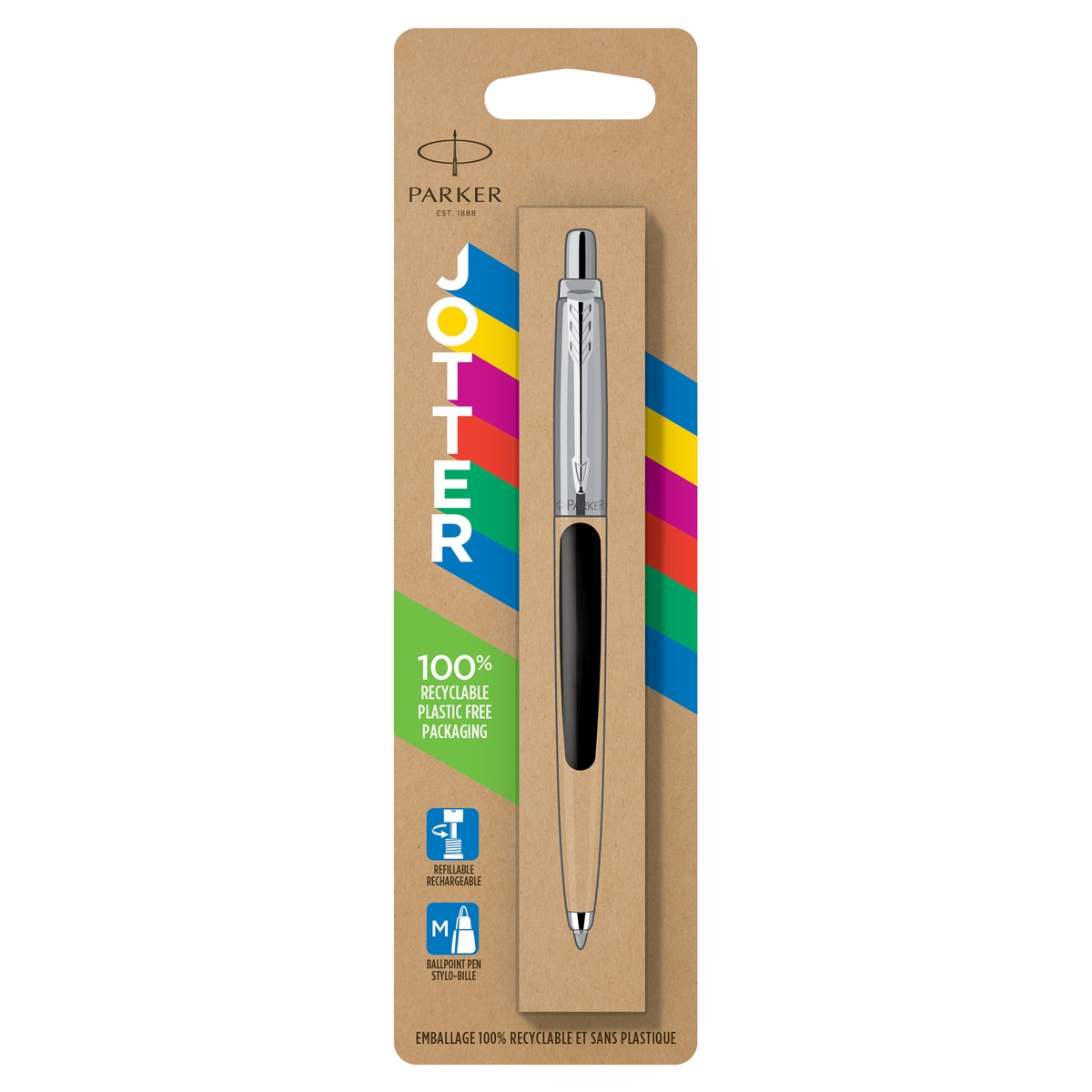 Parker Jotter Retractable Ballpoint Pen - Black Barrel - Blue ink ...