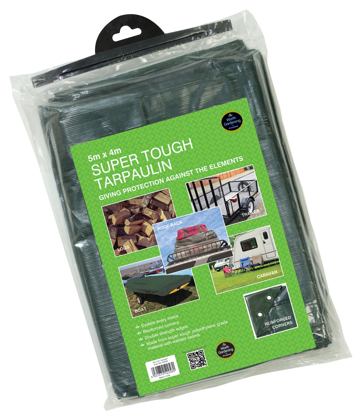 Green Super Tough Tarpaulin 5m x 4m | CP00060701 | Findel International