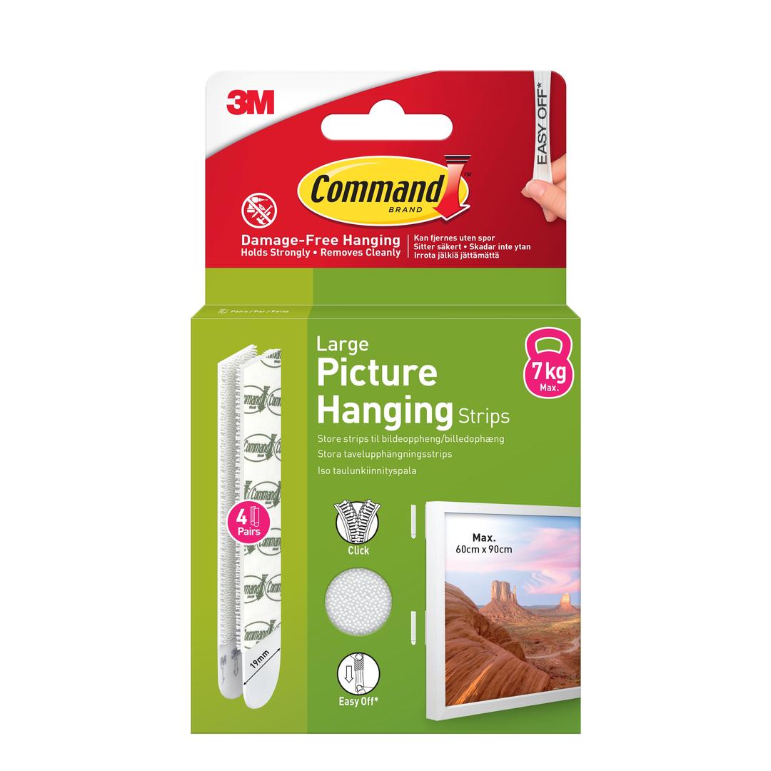 Command™ Picture Hanging Strips, White, Large, 4 Pairs (8 Strips ...