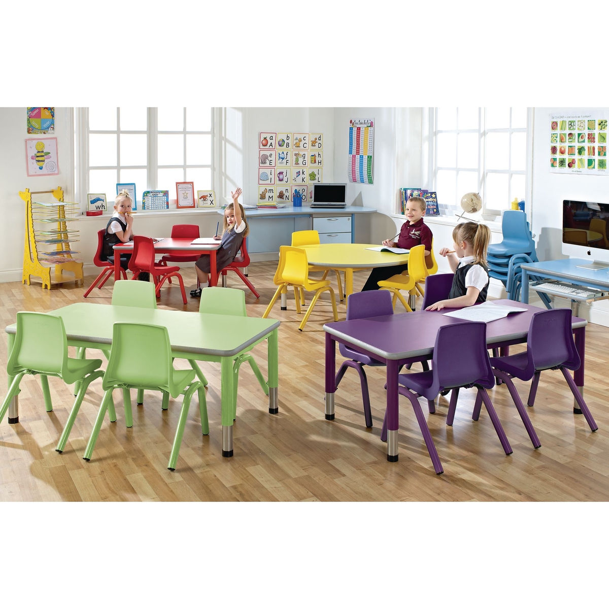 Harlequin Rectangular Height Adjustable Steel Classroom Table - 1200 x ...