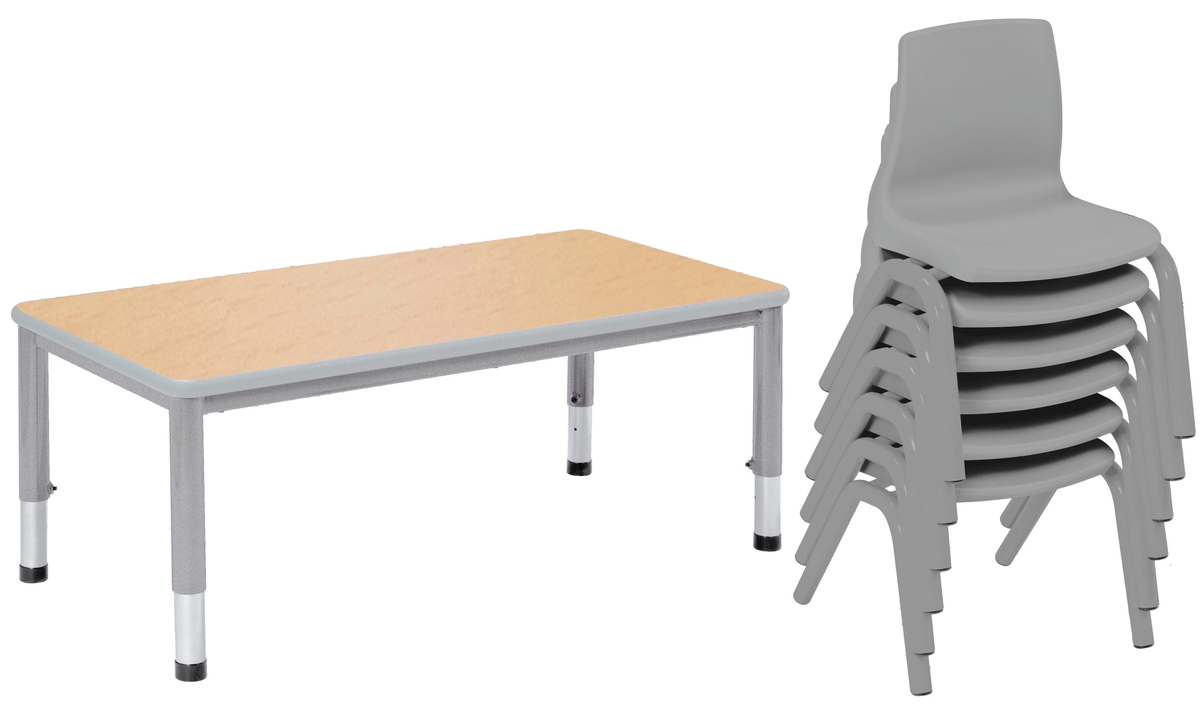 Harlequin Large Rectangular Table & 6 Chairs - Preschool - Beech ...