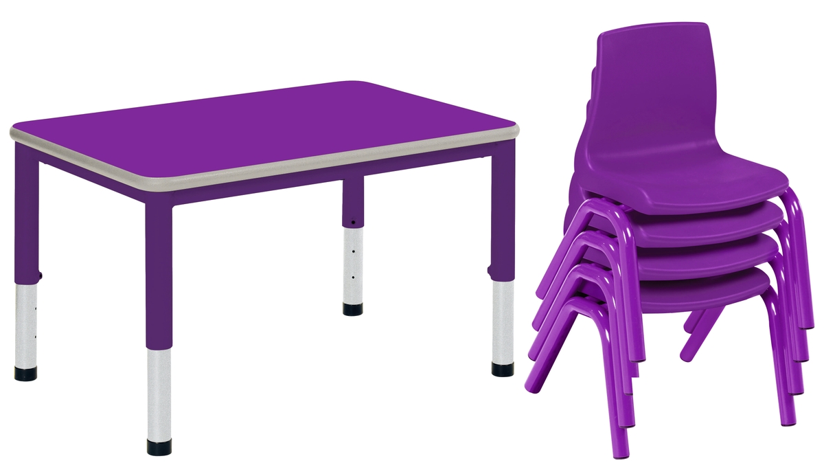 Harlequin Small Rectangular Bundle & 4 Chairs - Preschool - Purple ...