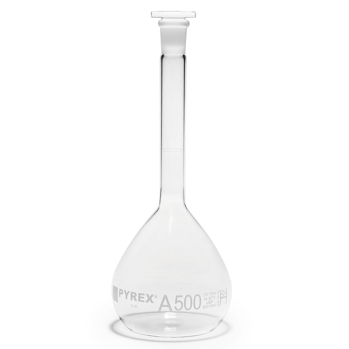 Pyrex® Stoppered Volumetric Flask (Class A) - 500ml - Pack of 2 ...