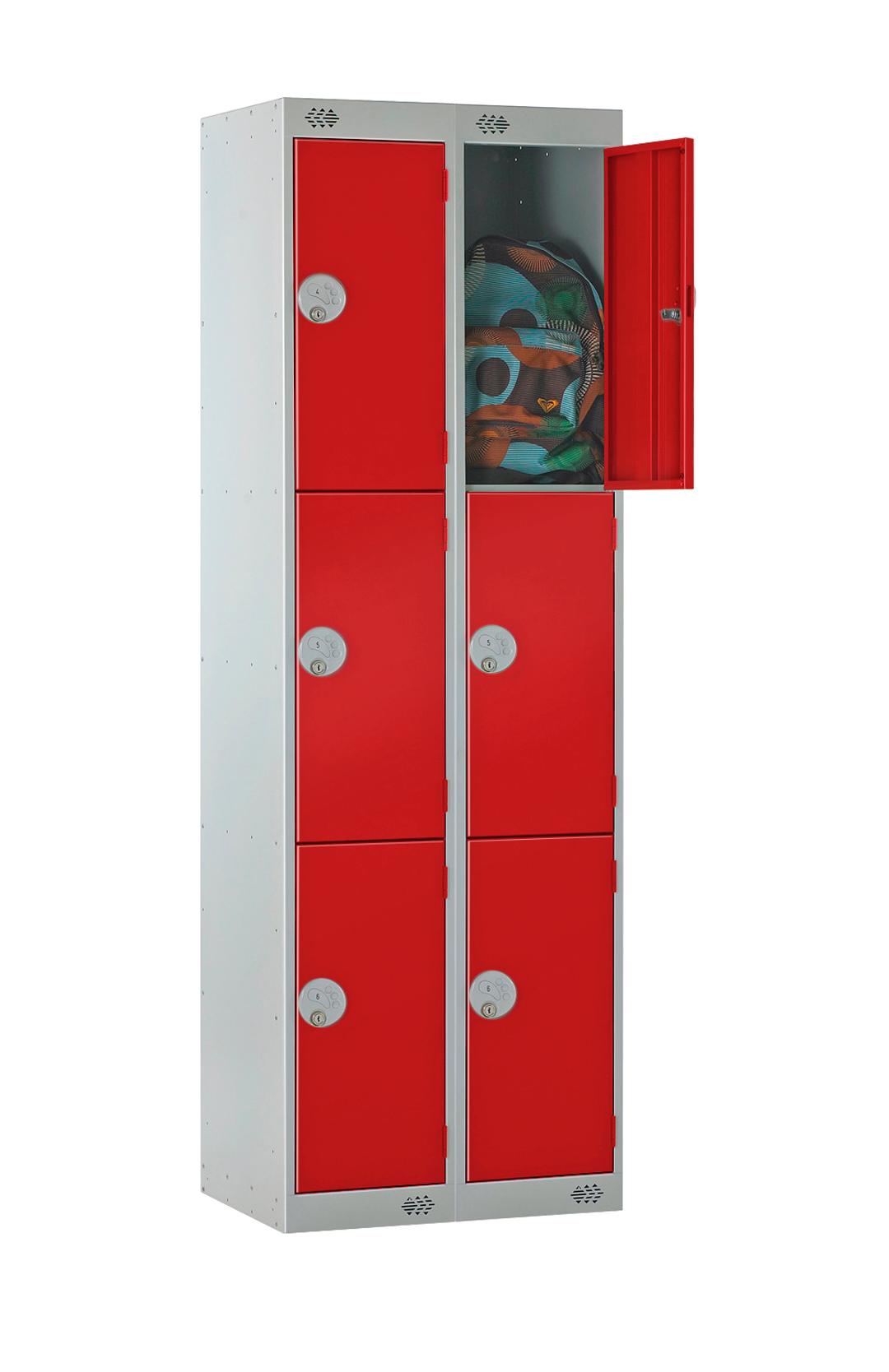 Full Size Steel Lockers - Nest of 2 - Red - 3 Door | CP054999AD ...
