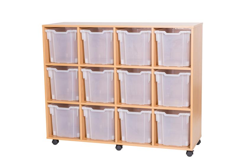 GALT Quad Unit with 12 Jumbo Gratnells Trays - Beech - Clear ...