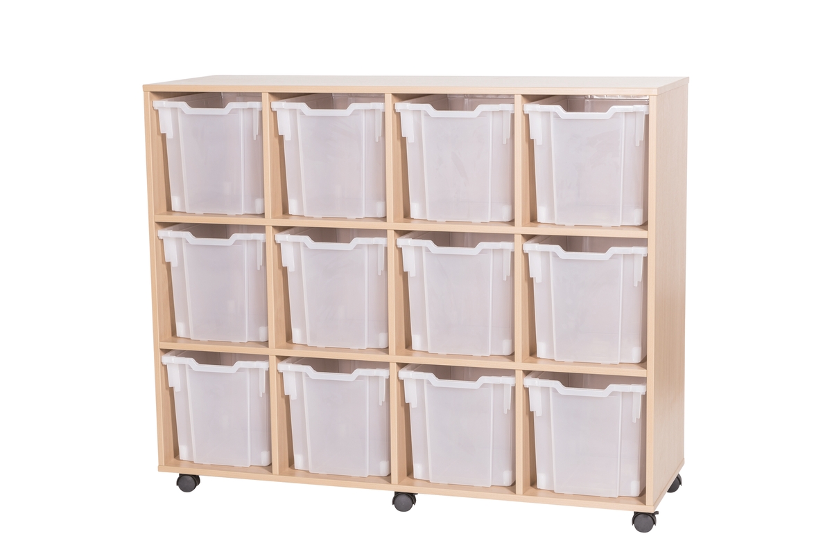 GALT Quad Unit with 12 Jumbo Gratnells Trays - Maple - Clear ...