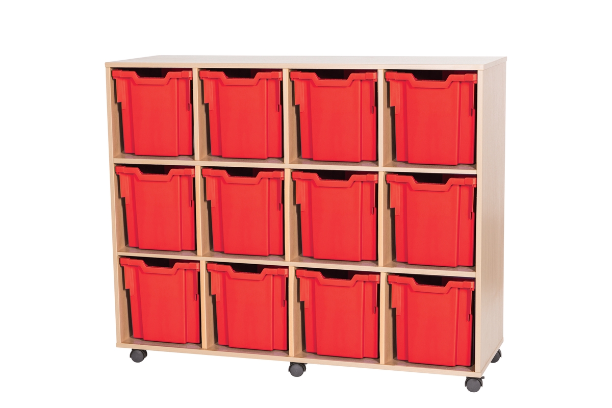 GALT Quad Unit with 12 Jumbo Gratnells Trays - Maple - Red | CP057206DA ...