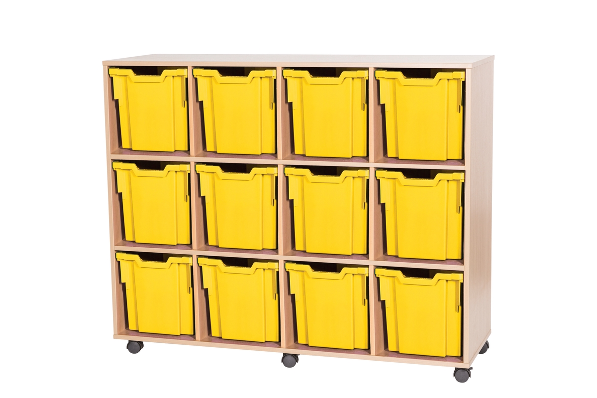 GALT Quad Unit with 12 Jumbo Gratnells Trays - Maple - Yellow ...
