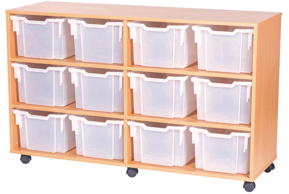 GALT Quad Unit with 12 Extra Deep Gratnells Trays - Beech - Clear ...