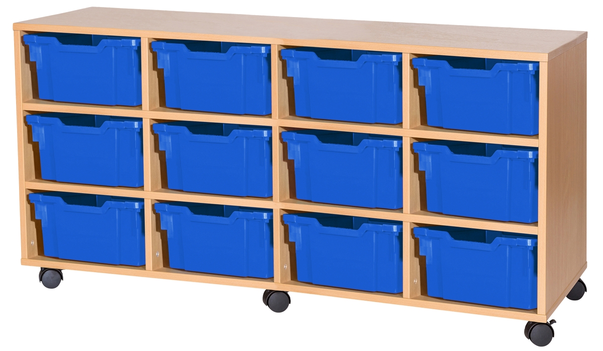 GALT Quad Unit with 12 Deep Gratnells Trays - Beech - Blue | AP057209AB ...