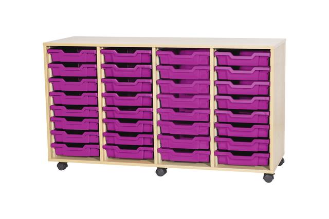 GALT Quad Unit with 32 Shallow Gratnell Trays - Maple - Purple ...