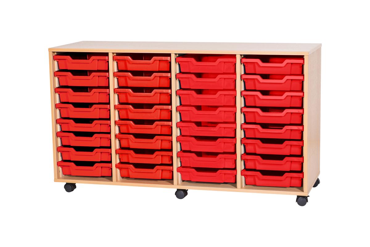 GALT Quad Unit with 32 Shallow Gratnell Trays - Maple - Red ...