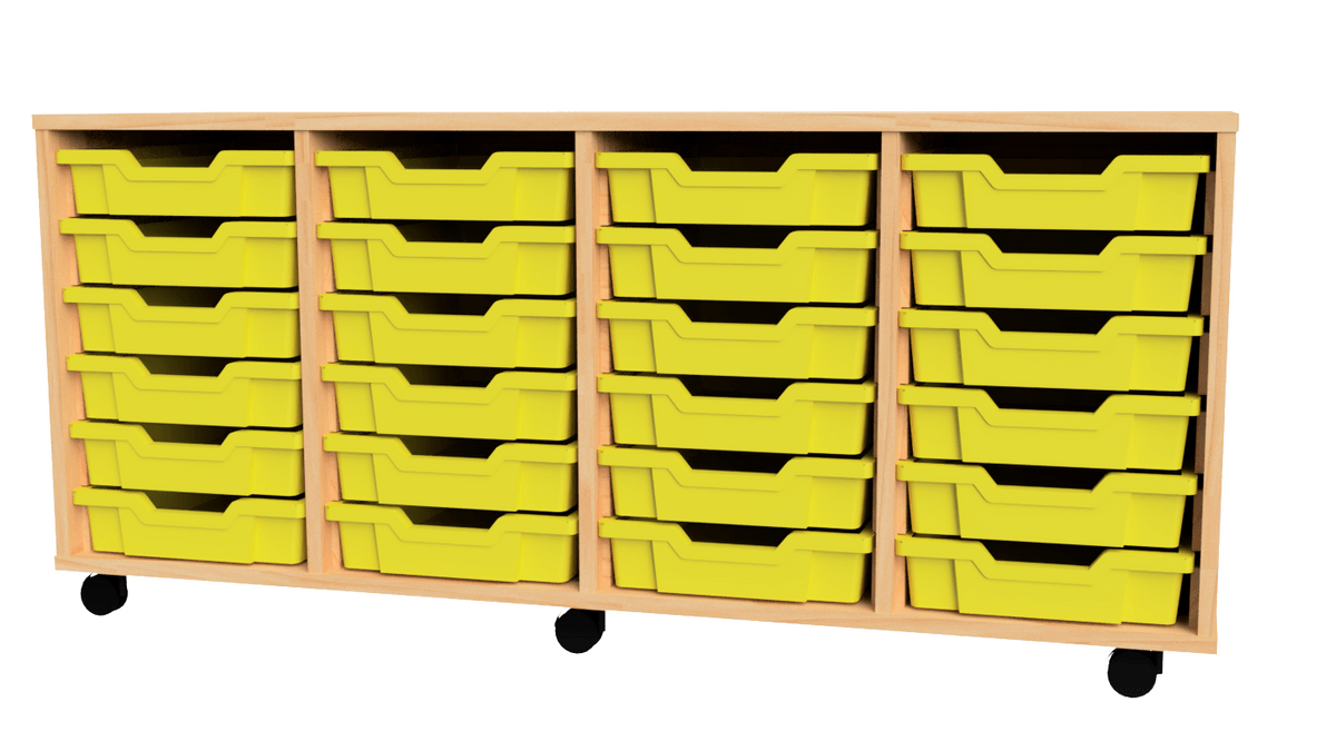 GALT Quad Unit with 24 Shallow Gratnells Trays - Beech - Yellow ...