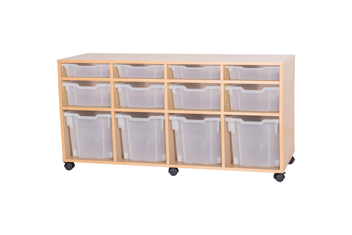 GALT Combination Quad Unit with 12 Gratnells Trays - Beech - Clear ...