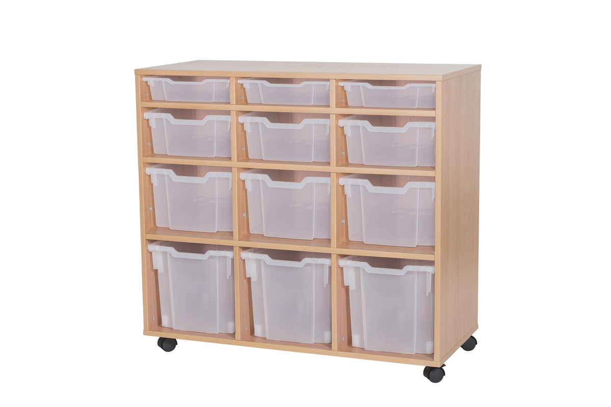 GALT Combination Triple Unit with 12 Gratnells Trays - Beech - Clear ...