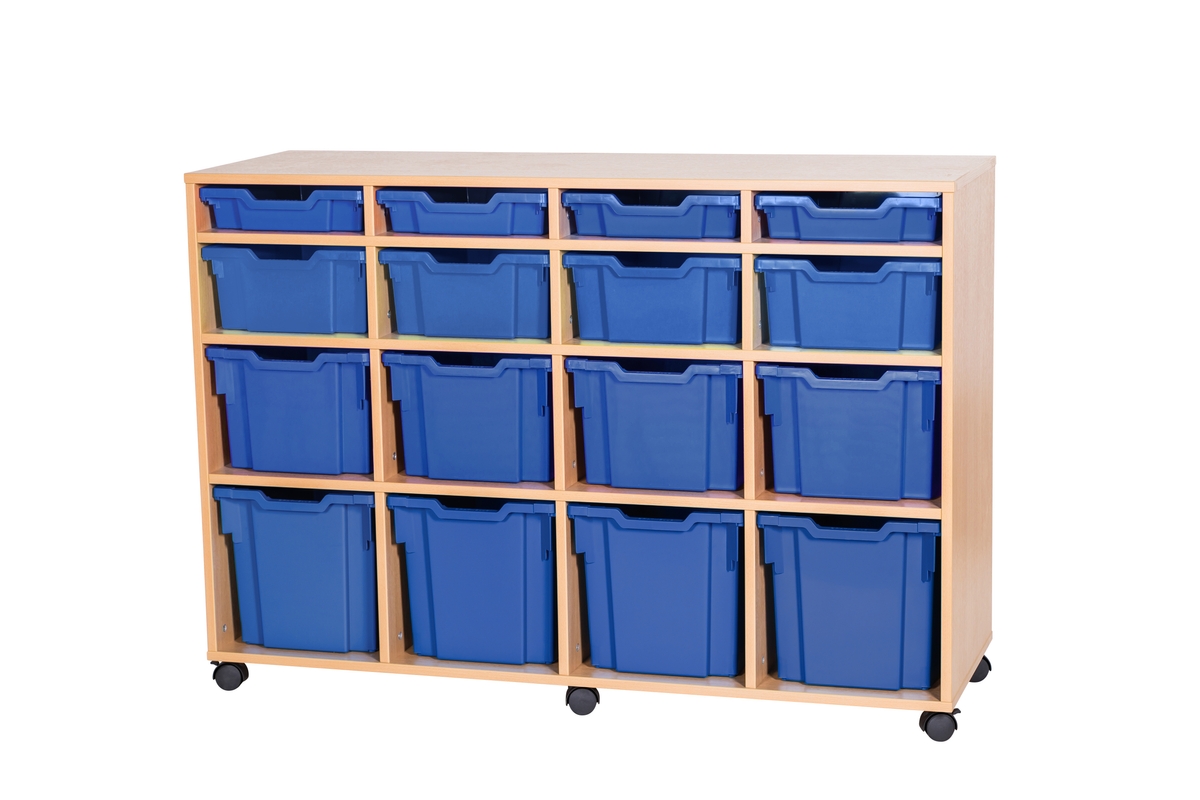 GALT Combination Quad Unit with 16 Gratnells Trays - Beech - Blue ...