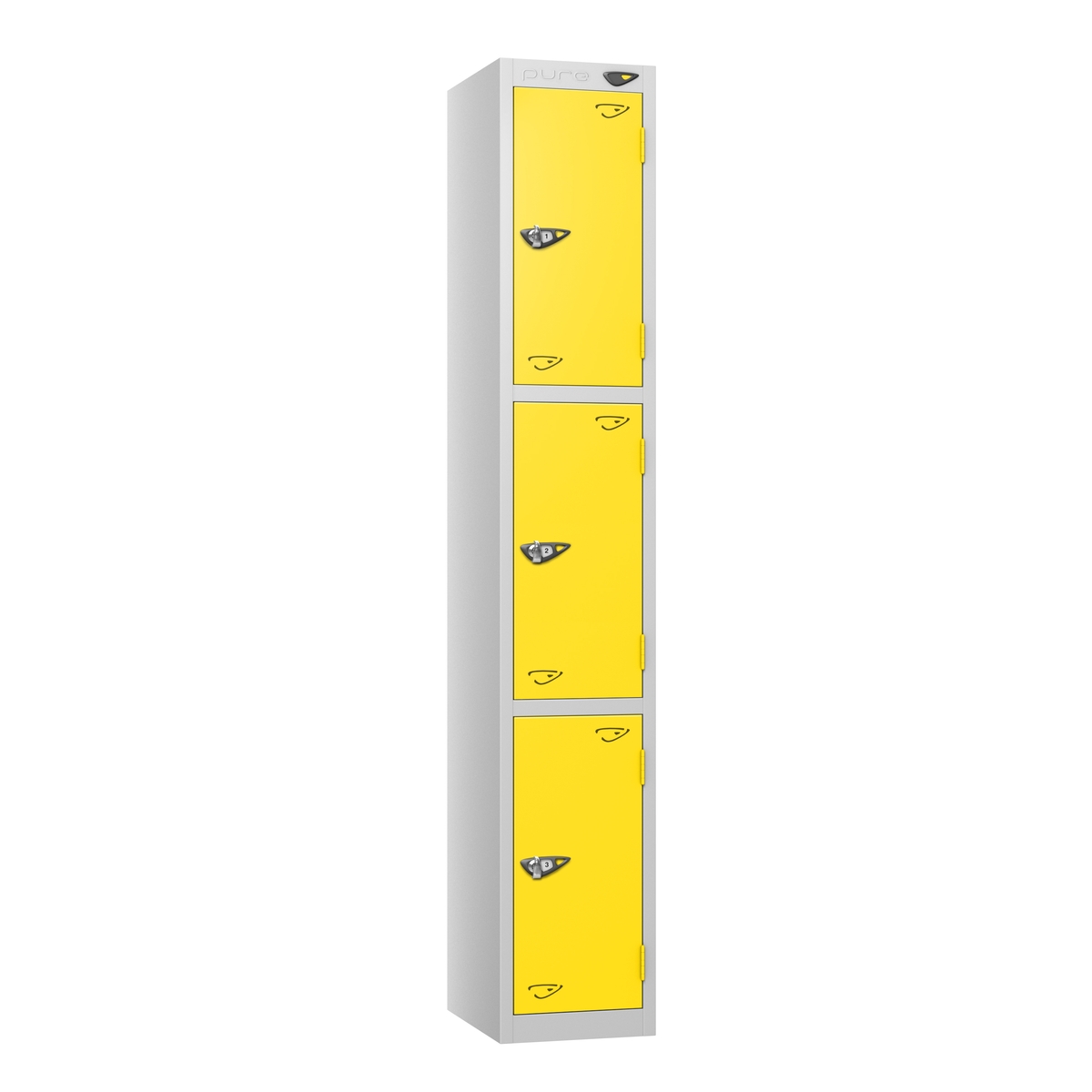 PURE Full Height, Flat Top Lockers - 30cm Depth - Yellow - 3 Door ...