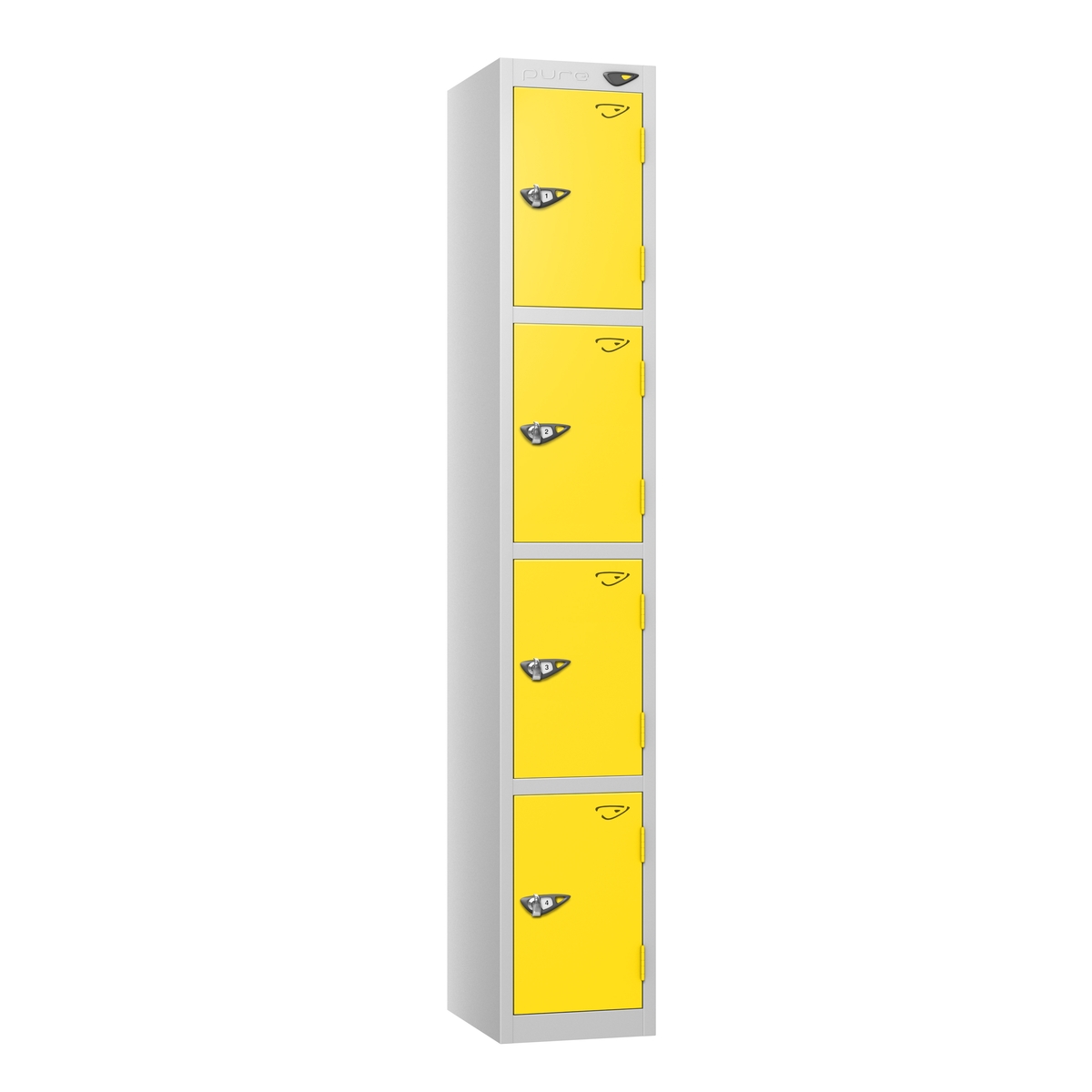 PURE Full Height, Flat Top Lockers - 30cm Depth - Yellow - 4 Door ...