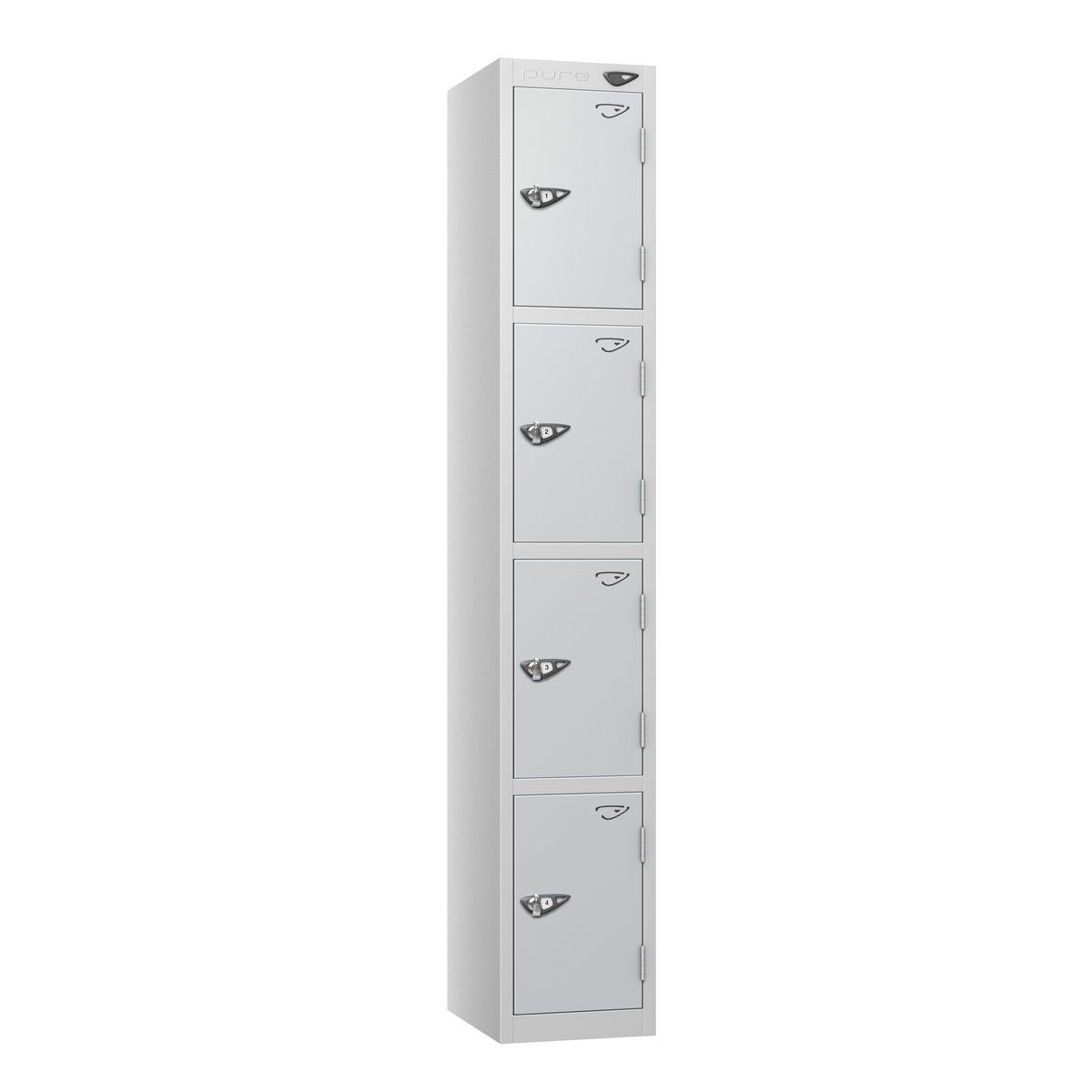 PURE Full Height, Flat Top Lockers - 30cm Depth - Silver - 4 Door ...