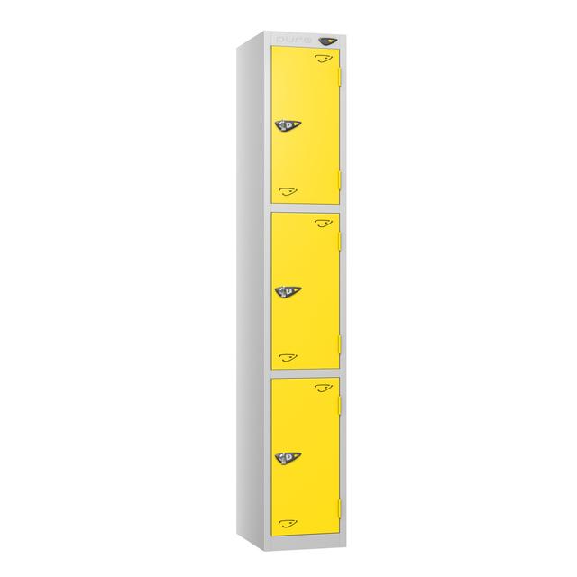 PURE Lockers - Full Height, Flat Top, Depth 45cm - Yellow - 3 Door ...