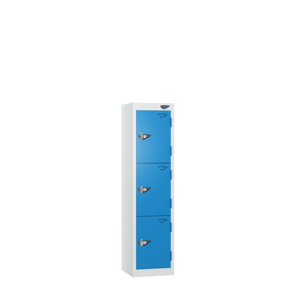 PURE Lockers - Low Height, Flat Top, Depth 30cm - Blue - 3 Door ...
