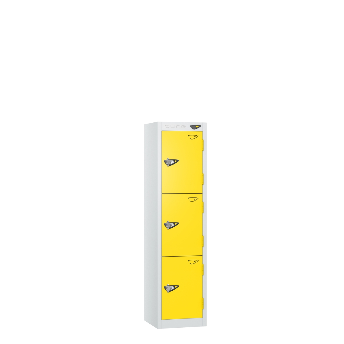 PURE Lockers - Low Height, Flat Top, Depth 30cm - Yellow - 3 Door ...
