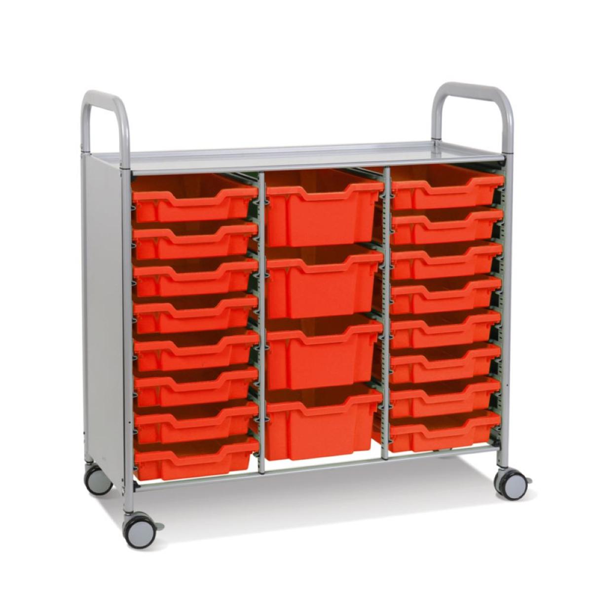 Gratnells Callero Plus Treble Silver Trolley 16 Shallow & 4 Deep Trays ...