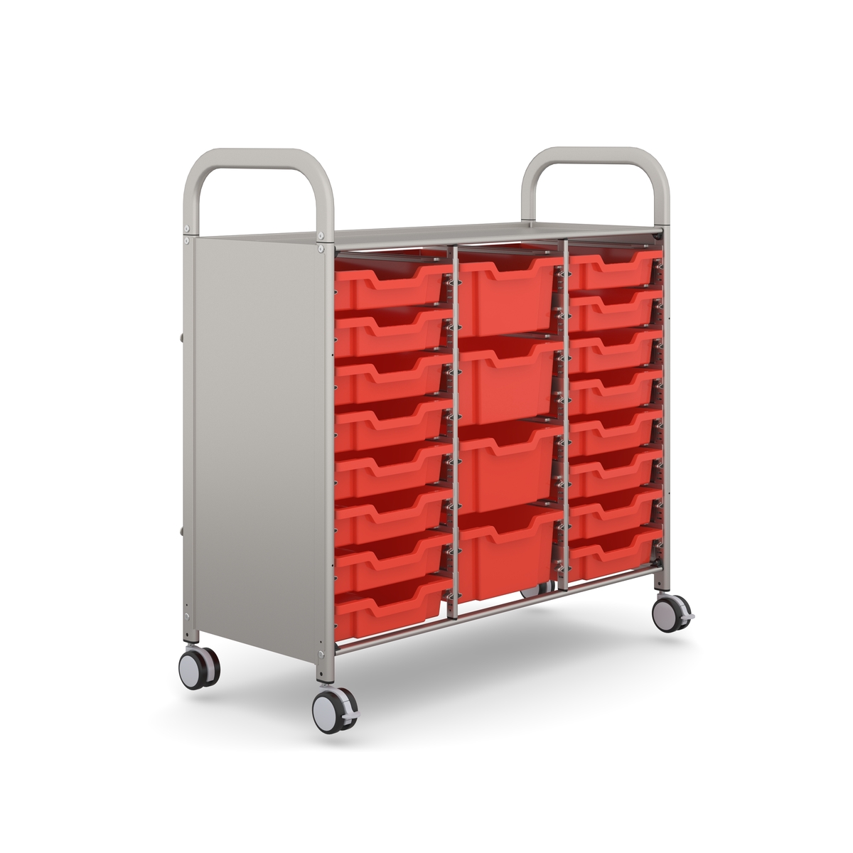 Gratnells Callero Plus Treble Silver Trolley 16 Shallow & 4 Deep Trays ...