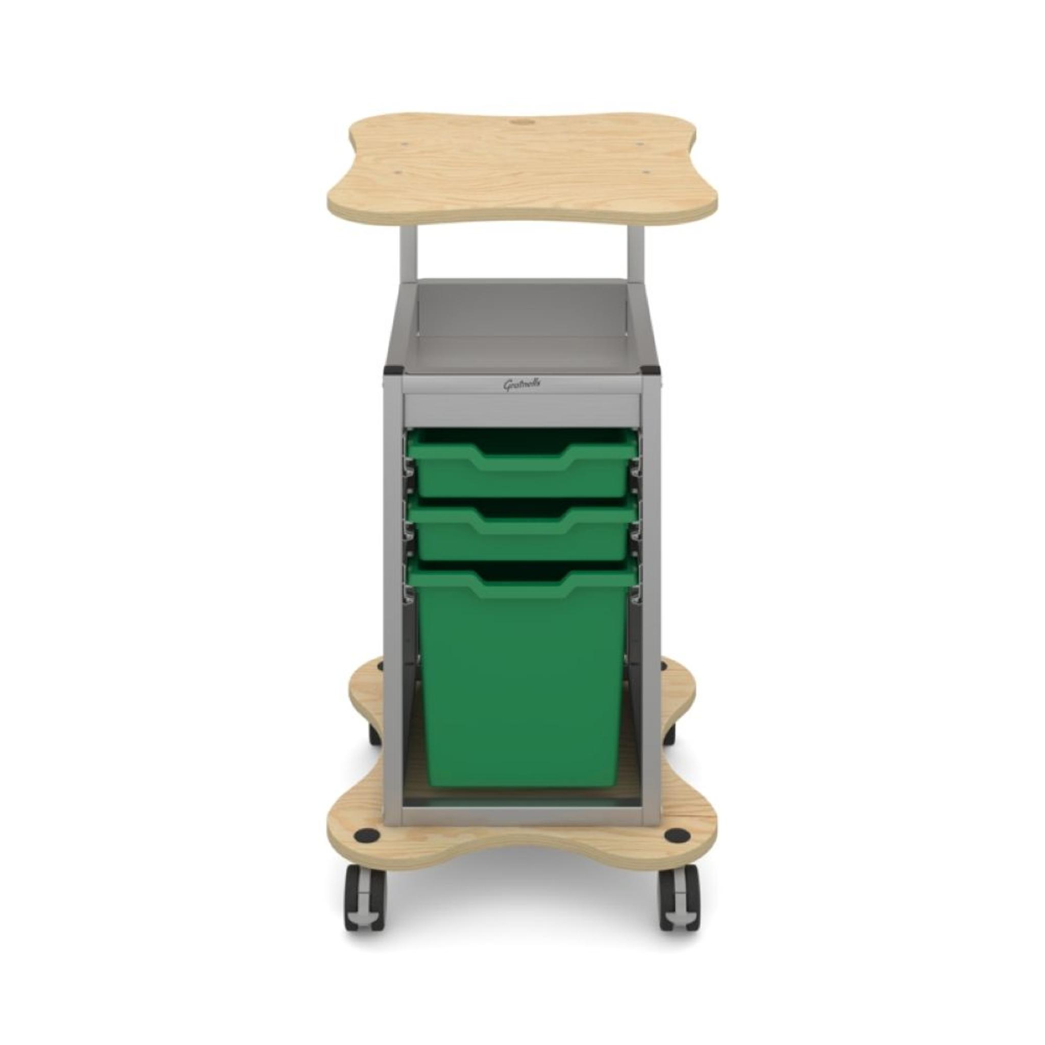 MyBASE Silver Trolley with 2 Shallow & 1 Jumbo Trays - Green ...
