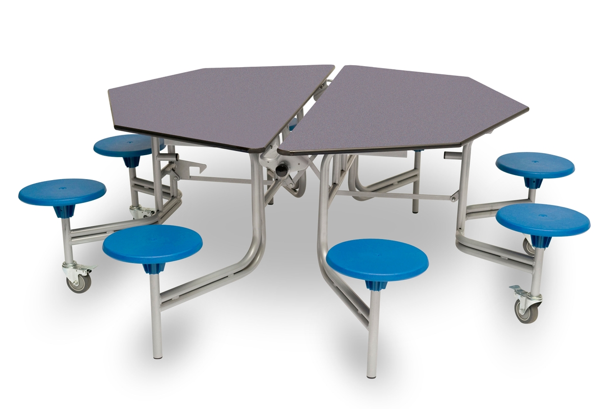 Octagonal Mobile Folding Table 8 Seat H685mm - Blue Grey - Blue Seat ...