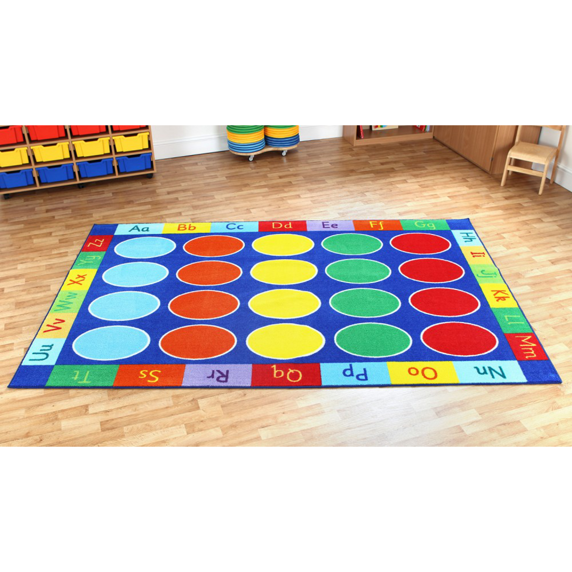 Rainbow ABC Dot Rectangle Mat - G1108944 | GLS Educational Supplies