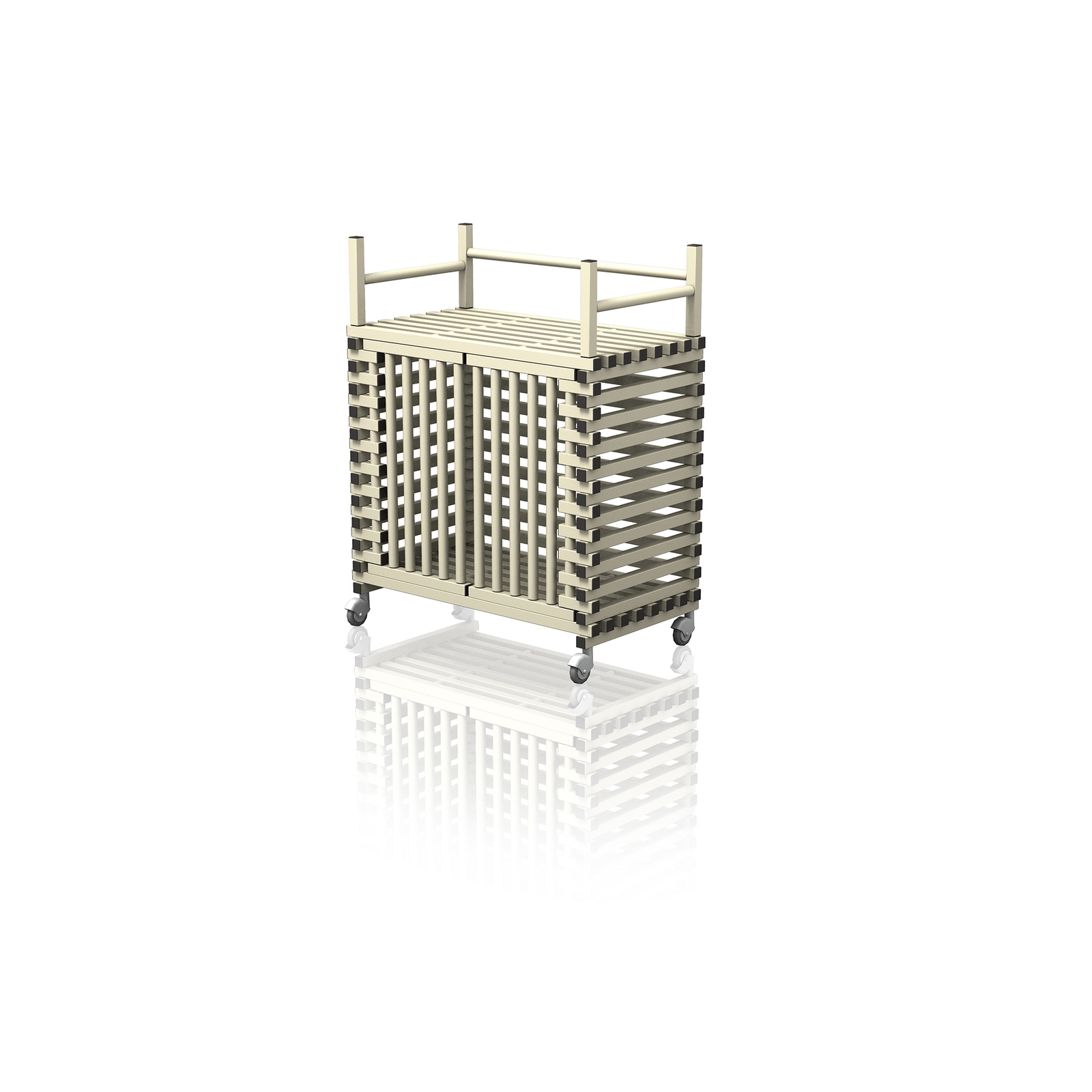 Equipment Trolley With Top Rack Cream