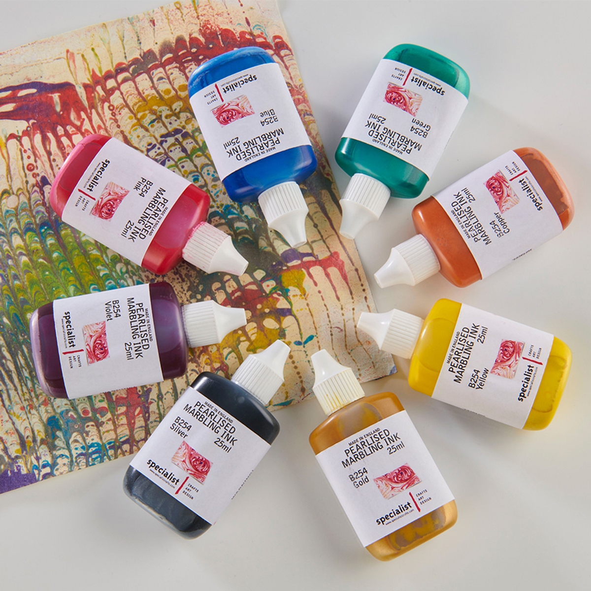 Specialist Crafts Pearlised Marbling Ink Set | B254 | Findel Dryad