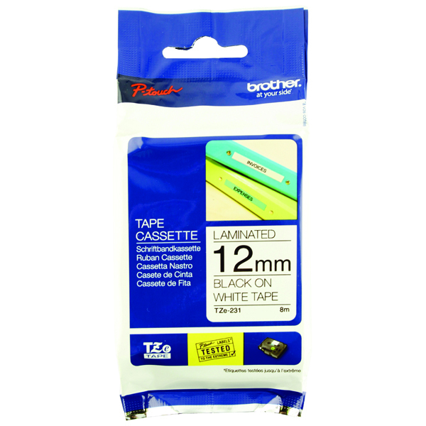 DRY8092 - Brother TZ Label Tape 12mm - Black On White | Findel Dryad UAE
