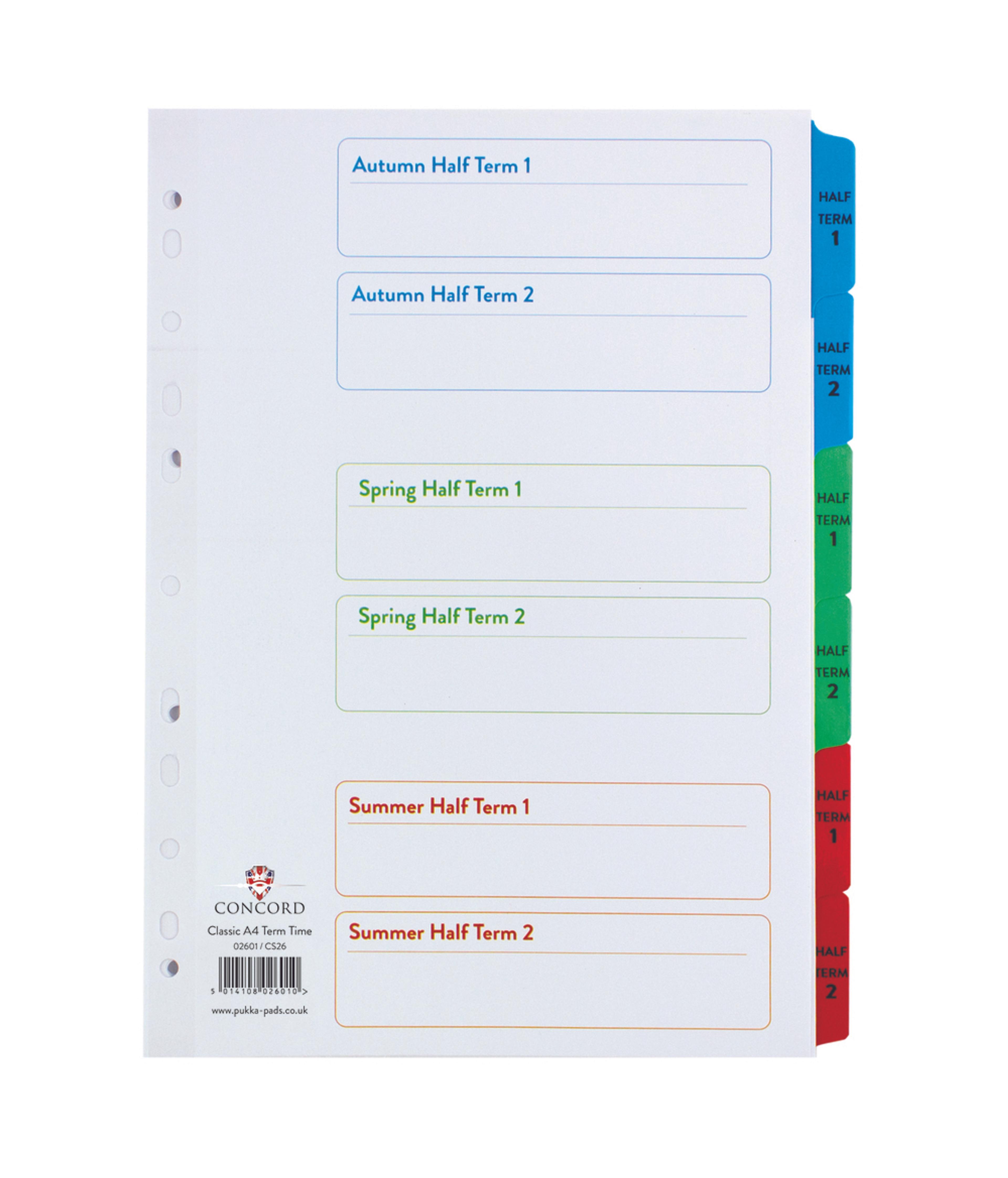 Term Time Index Dividers | DRYDIVTT | Findel Dryad