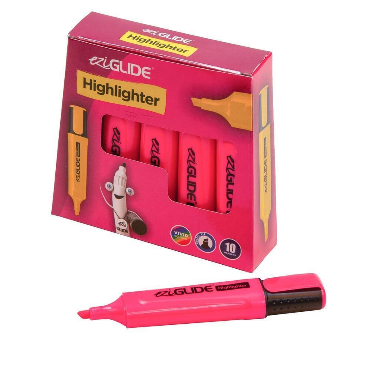 EziGlide Highlighter Markers - Pink - Pack of 10 | DRYEZHL10PK | Findel ...