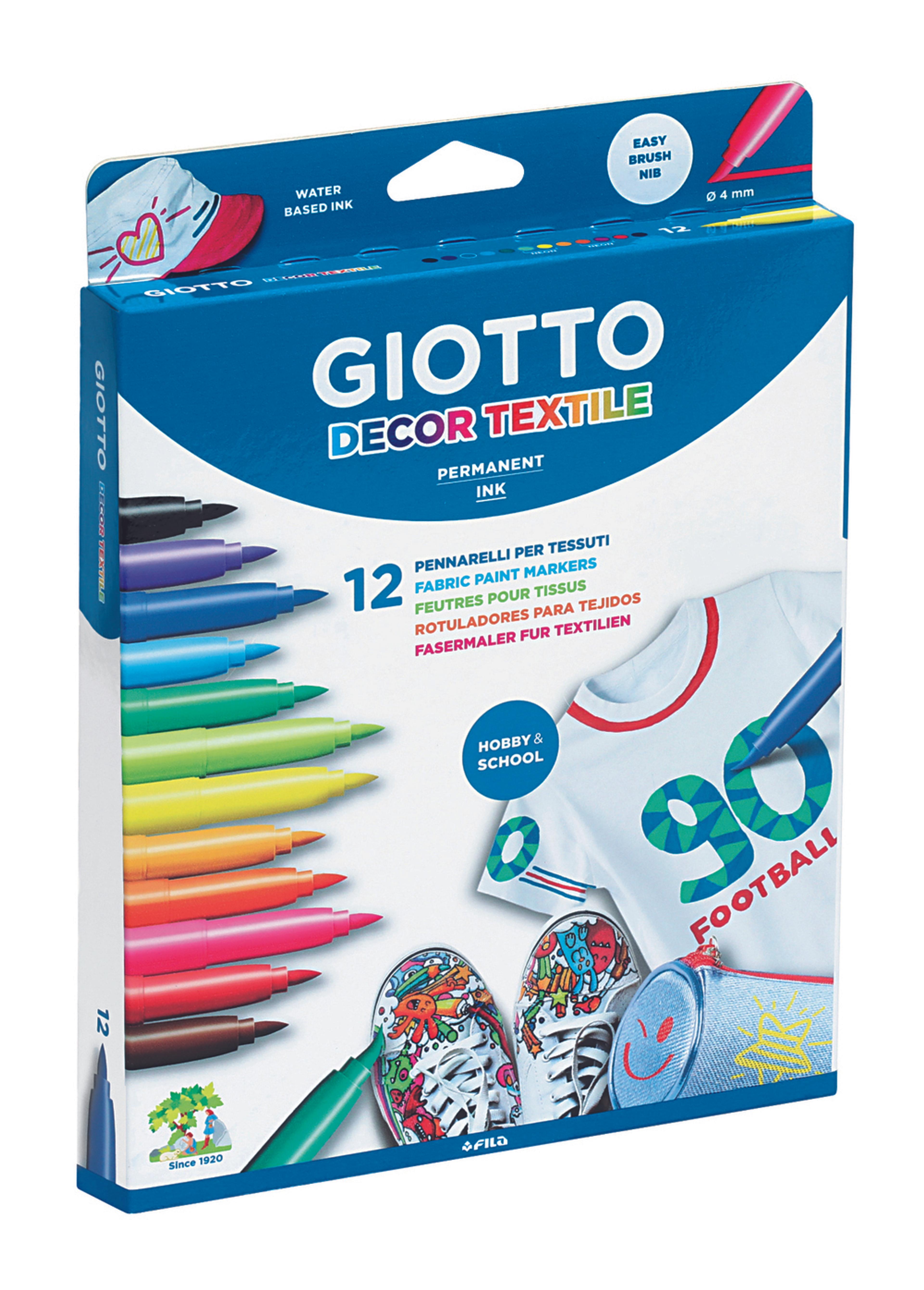 Giotto Textile Felt Tip Pens - Pack of 12 | DRYGT4949 | Findel Dryad