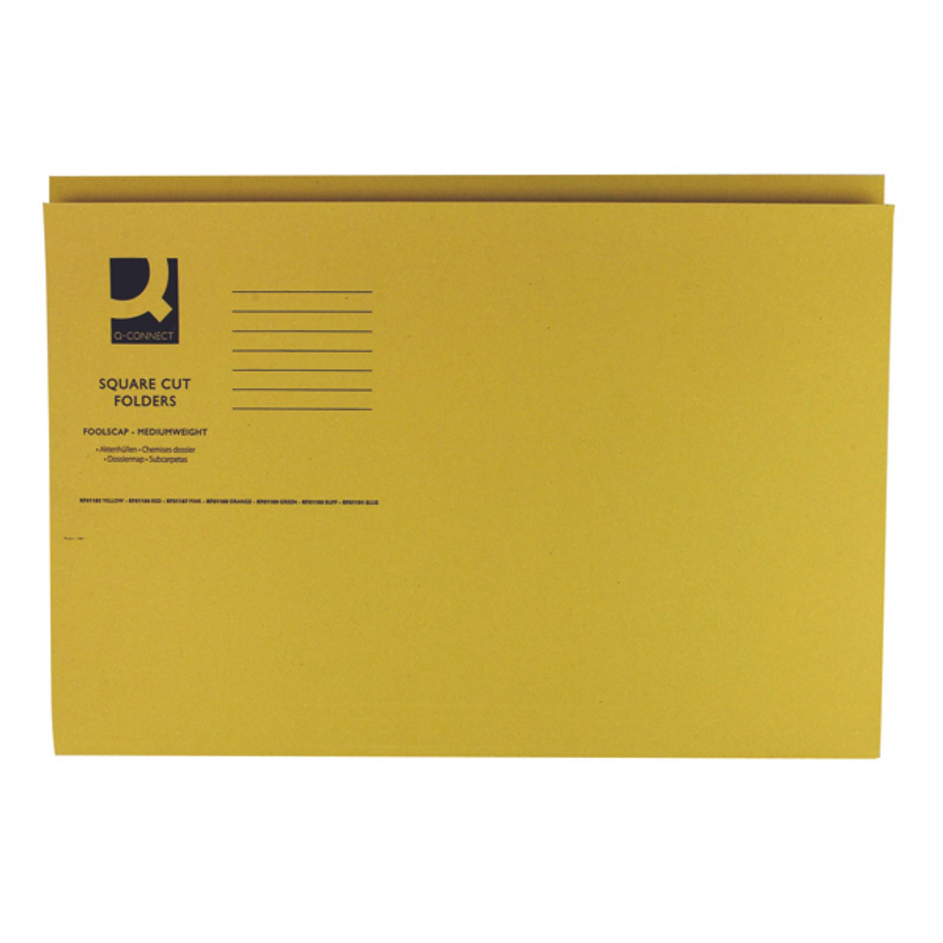 Square Cut Folders Medium Weight - Yellow - Pack of 100 | DRYSQFMWYW ...