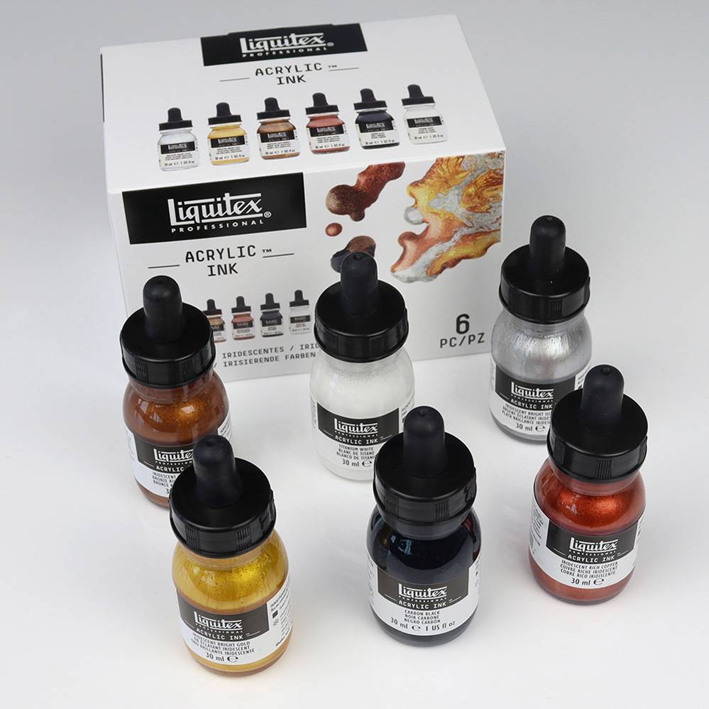P173 - Liquitex Acrylic Inks Metallics Assortment. Set of 6 | Findel ...