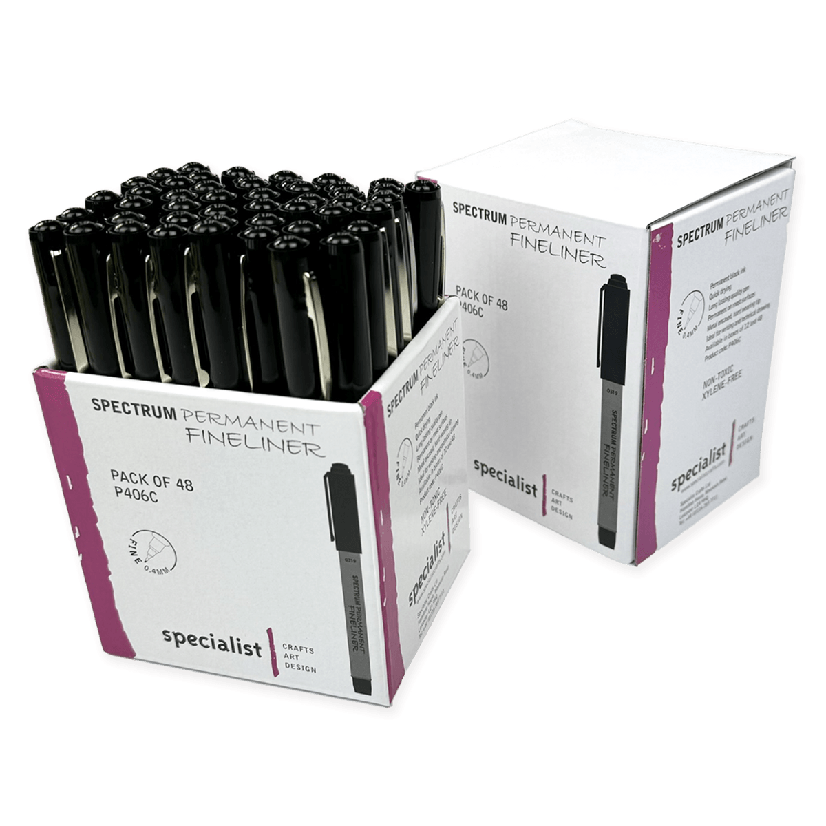 Specialist Crafts Permanent Fineliners Pack of 48 | P406C | Findel Dryad