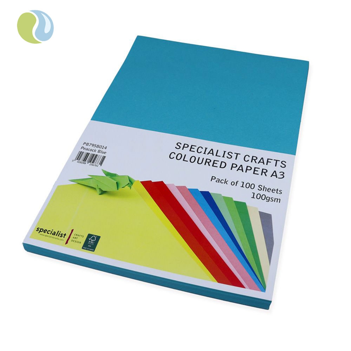 Specialist Crafts Coloured Paper A3 100gsm - Peacock Blue - Pack of 100 ...